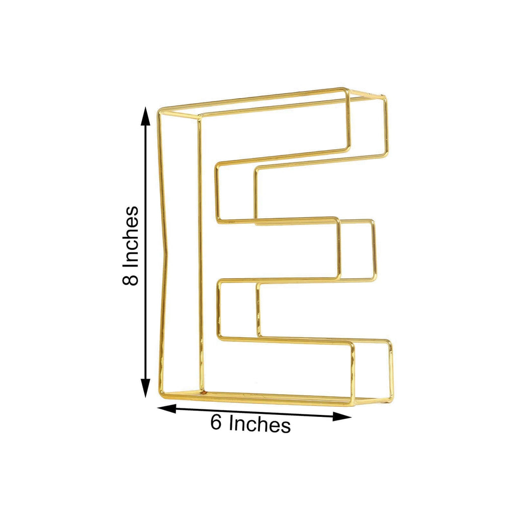 Gold 3D Decorative Wire Letter E - 8" Tall | TableclothsFactory