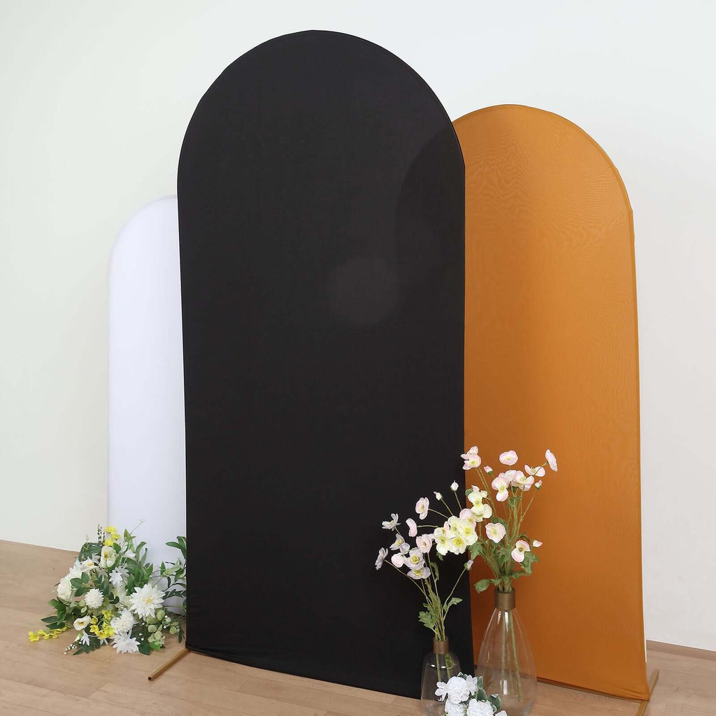 7ft Black Spandex Backdrop Cover | TableclothsFactory