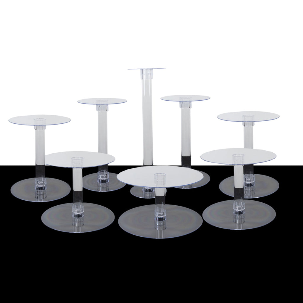 8-Tier Acrylic Cake Stand Assorted Sizes Clear | TableclothsFactory