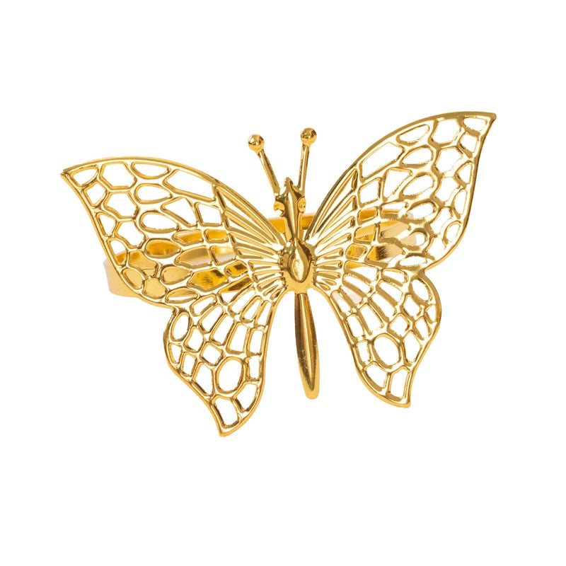 Gold Metal Butterfly Napkin Rings - 4 Pack | TableclothsFactory