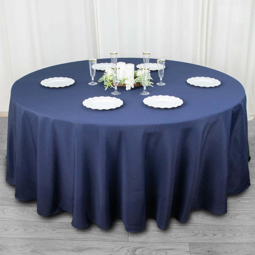 Premium Polyester Tablecloth 108" Navy Blue | TableclothsFactory