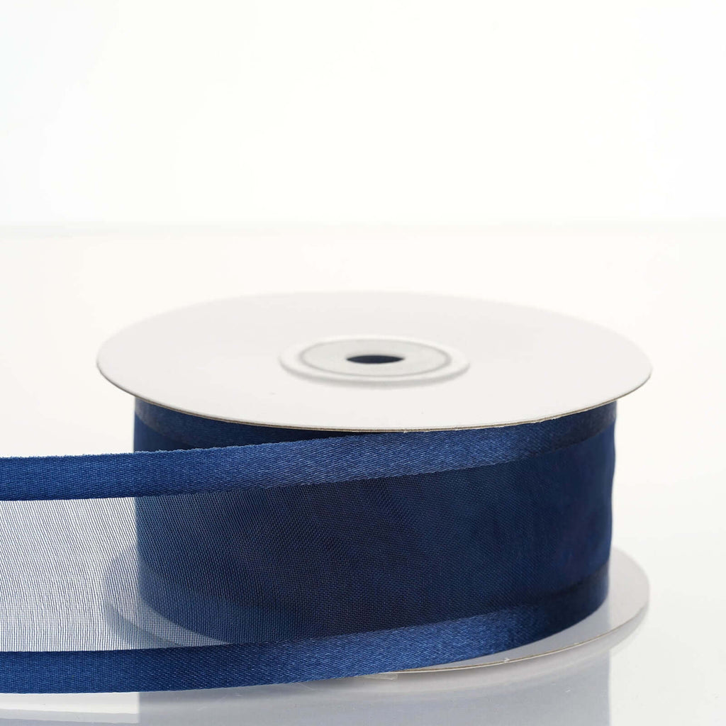 Navy Blue Sheer Organza Ribbon 1.5" x 25 Yards | TableclothsFactory