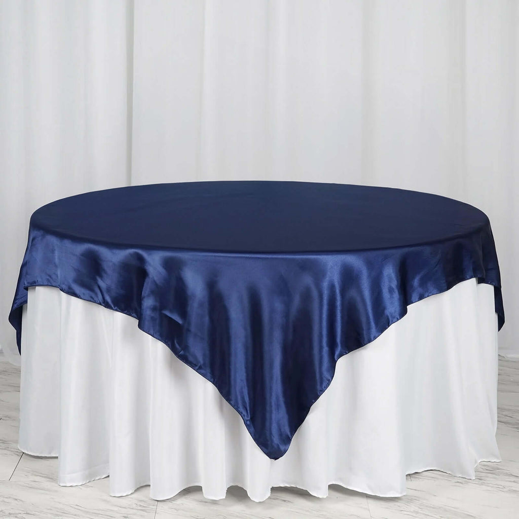 Satin Overlay 72"x72" Navy Blue | TableclothsFactory