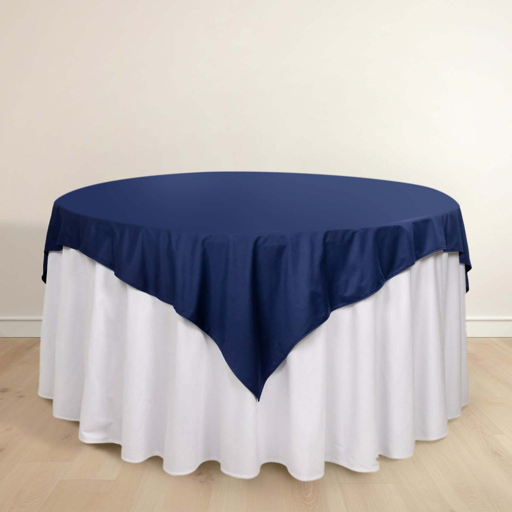 Premium Scuba Square Overlay 70"x70" Navy Blue | TableclothsFactory
