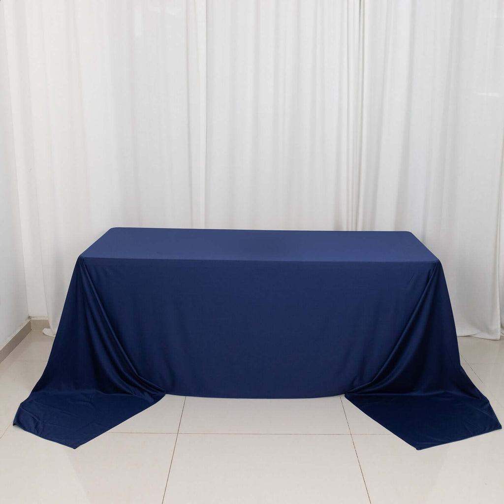 Scuba Rectangular Tablecloth 90"x156" Navy Blue | TableclothsFactory