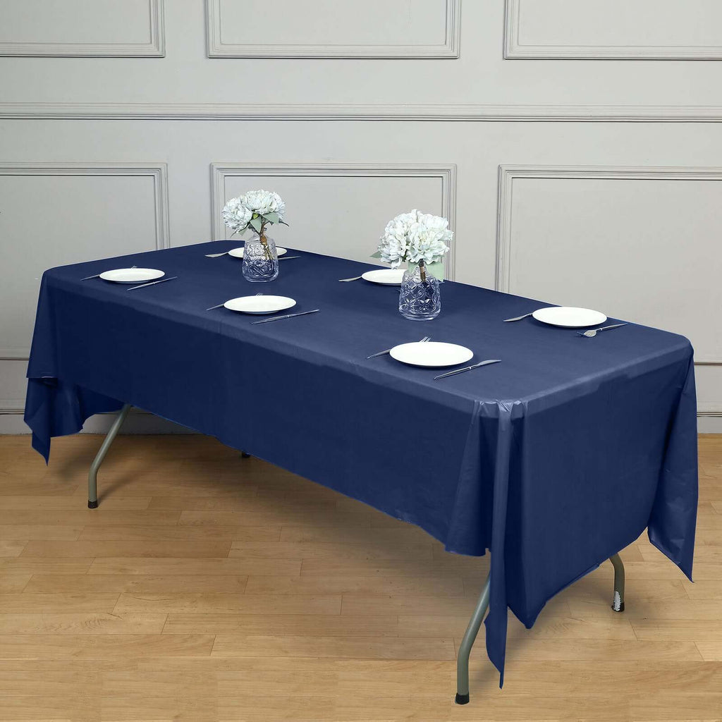 Plastic Rectangle Table Covers 54"x108" Navy Blue | TableclothsFactory