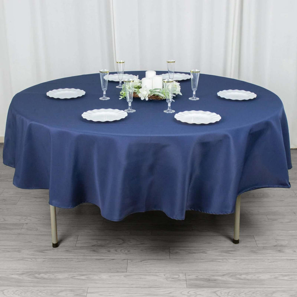 Premium Polyester Tablecloth 90" Navy Blue | TableclothsFactory