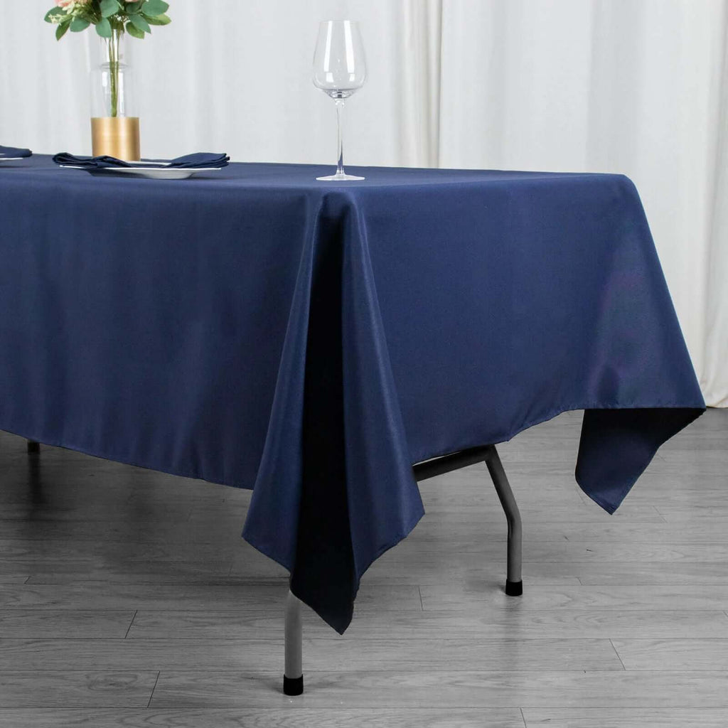 Premium Polyester Tablecloth 60"x102" Navy Blue | TableclothsFactory