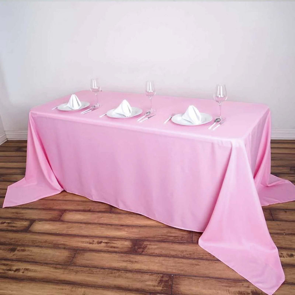 Polyester Tablecloth 90"x156" Pink | TableclothsFactory