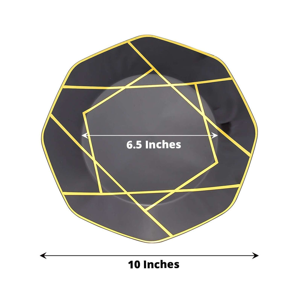 Plastic 10" Octagon Dinner Plates Black | TableclothsFactory