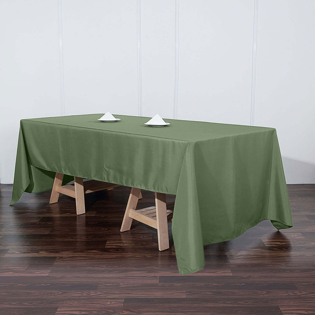 Polyester Tablecloth 60"x126" Olive Green | TableclothsFactory
