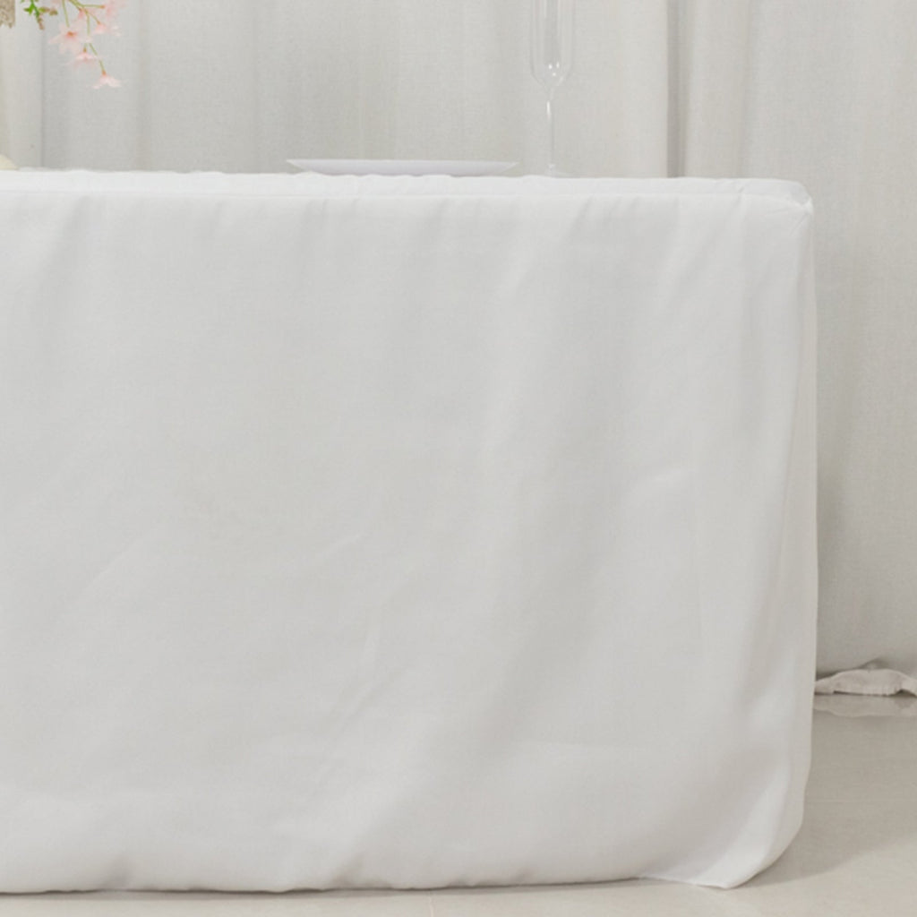 Open Back Polyester Tablecloth 72"x30" White | TableclothsFactory