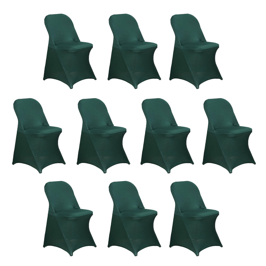 10 Pack Spandex Folding Chair Cover Emerald Green | TableclothsFactory