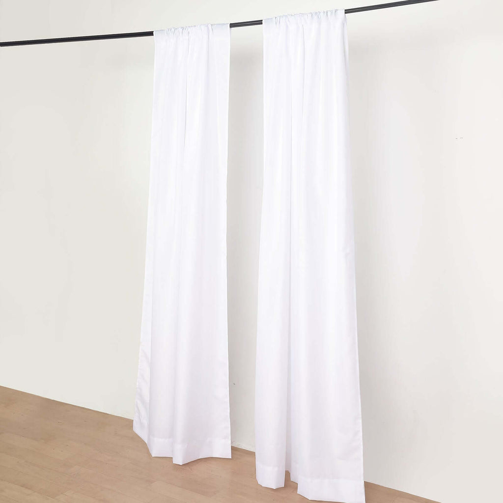 2 Pack White Polyester Event Curtain Drapes | TableclothsFactory