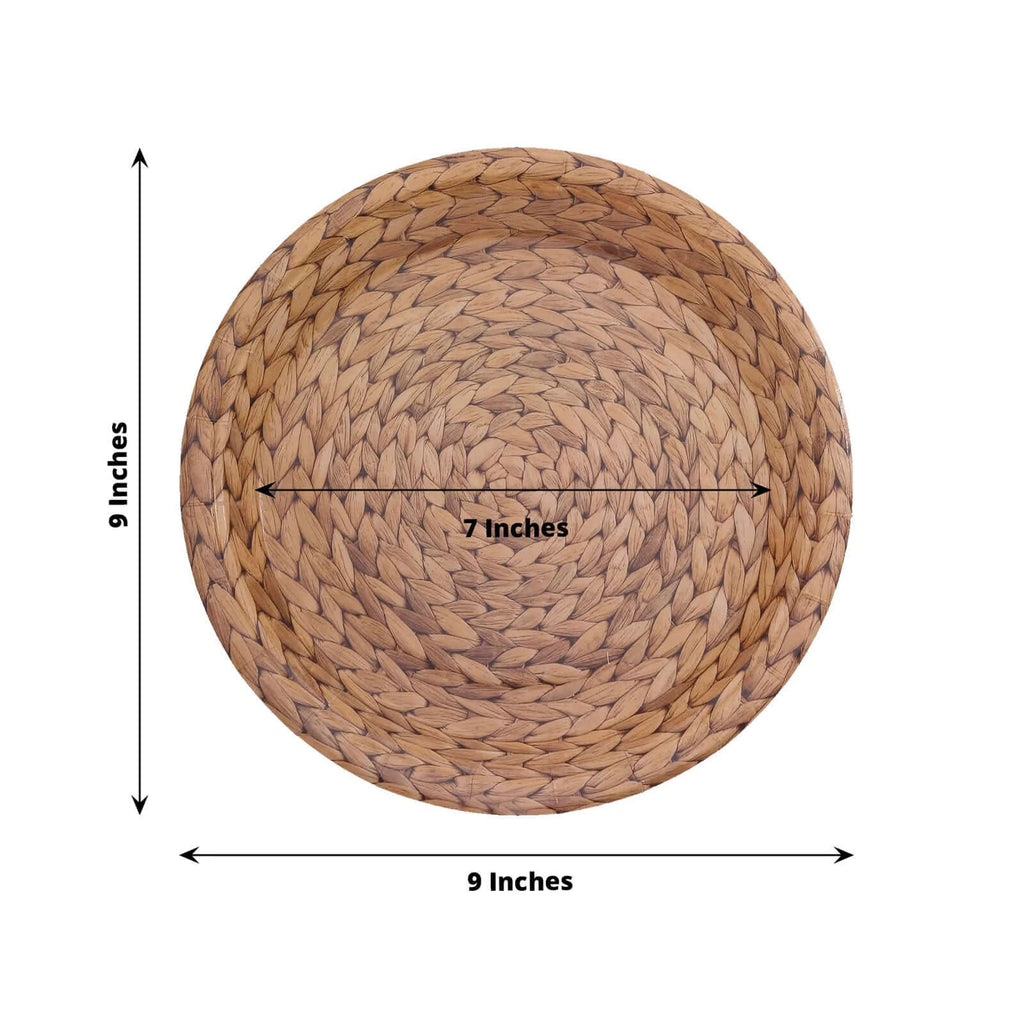 Woven Rattan Print Paper Round Dinner Plates 9" Natural ...