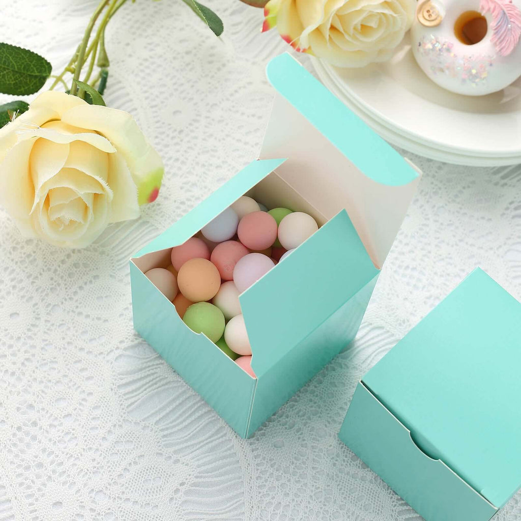 3" Turquoise DIY Candy Gift Boxes - 100 Pack | TableclothsFactory