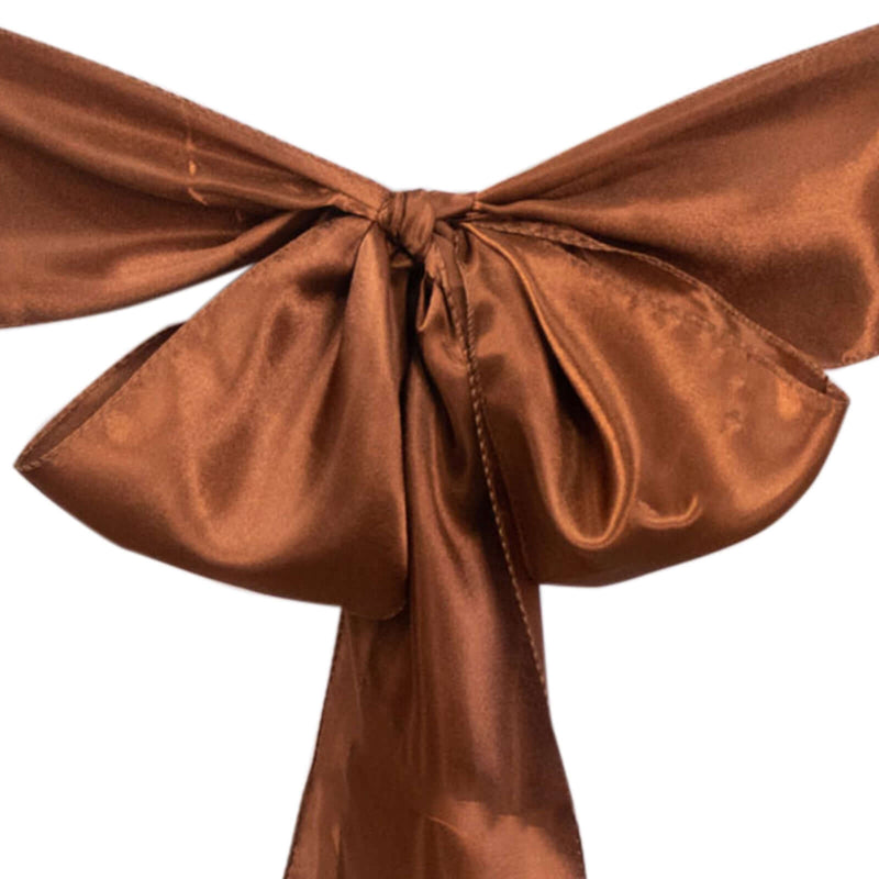 Satin Chair Sashes 6"x106" Cinnamon Brown by TableclothsFactory.com