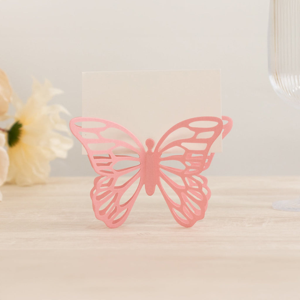 Pink Butterfly Place Card Holders 25 Pack | TableclothsFactory