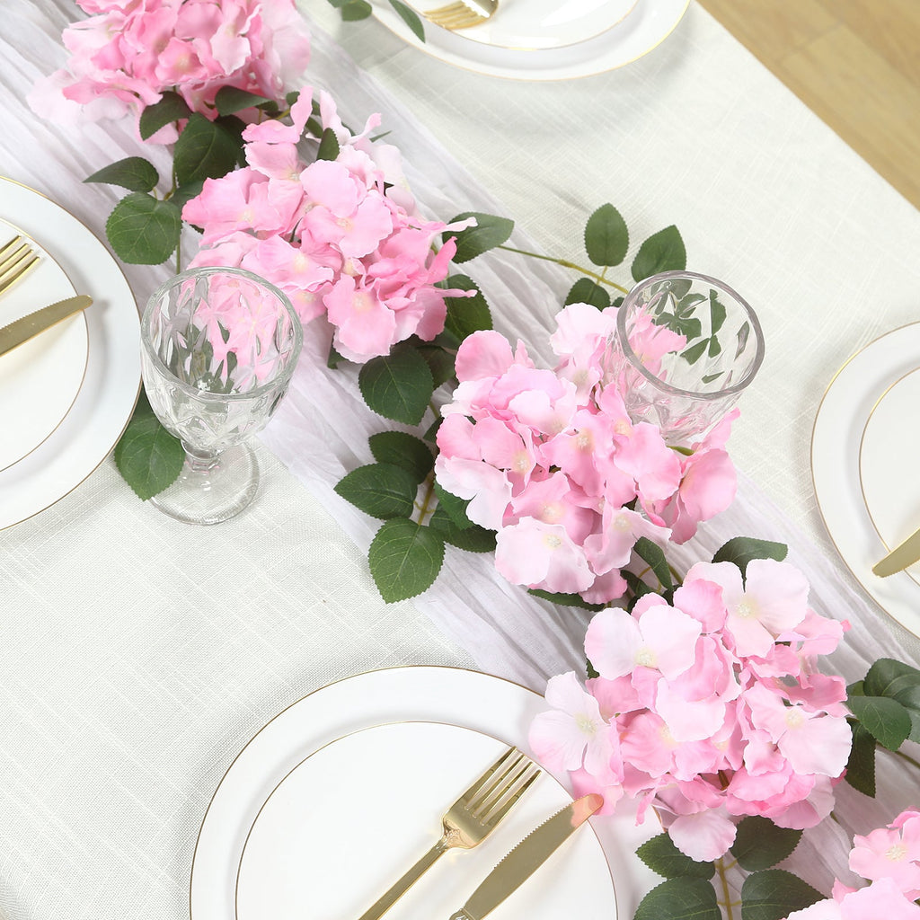 Pink Silk Hydrangea Garland Vine 5.5ft | TableclothsFactory