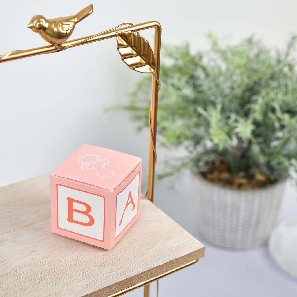 25 Pack Pink Baby Shower Candy Gift Boxes | TableclothsFactory