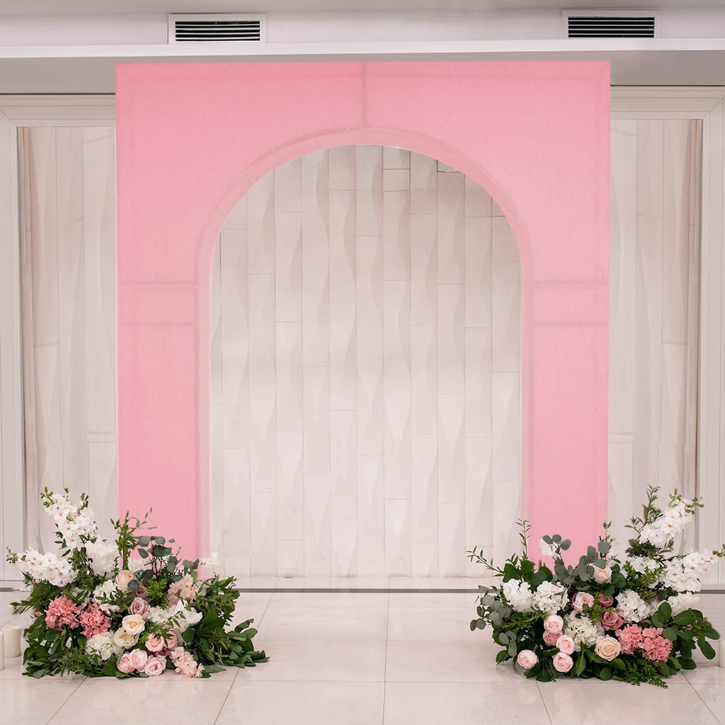 7ft Pink Spandex Arch Cover | TableclothsFactory