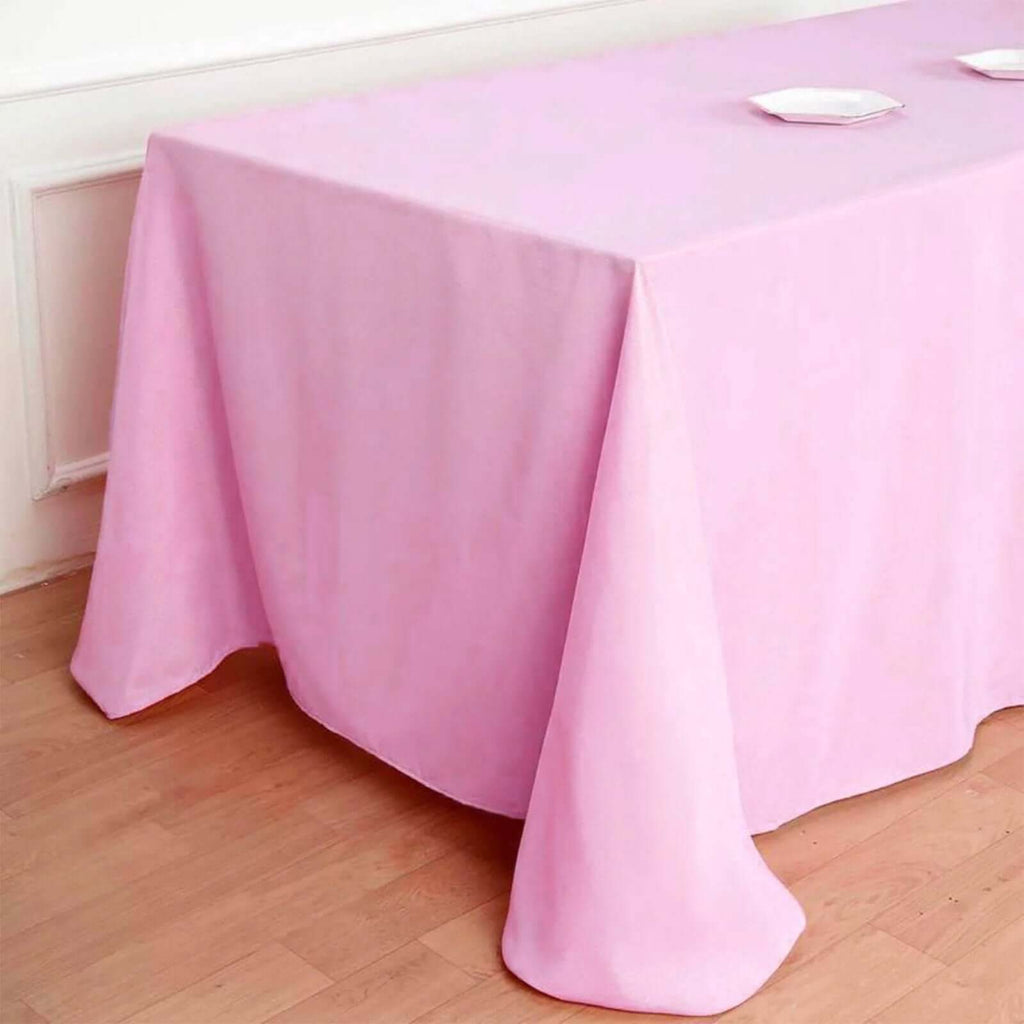 Polyester Tablecloth 90"x132" Pink | TableclothsFactory
