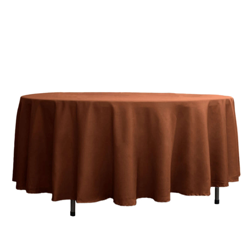 Polyester Tablecloth 132" Cinnamon Brown | TableclothsFactory