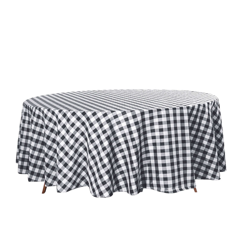 Checkered Round Tablecloth 90" White/Black | TableclothsFactory