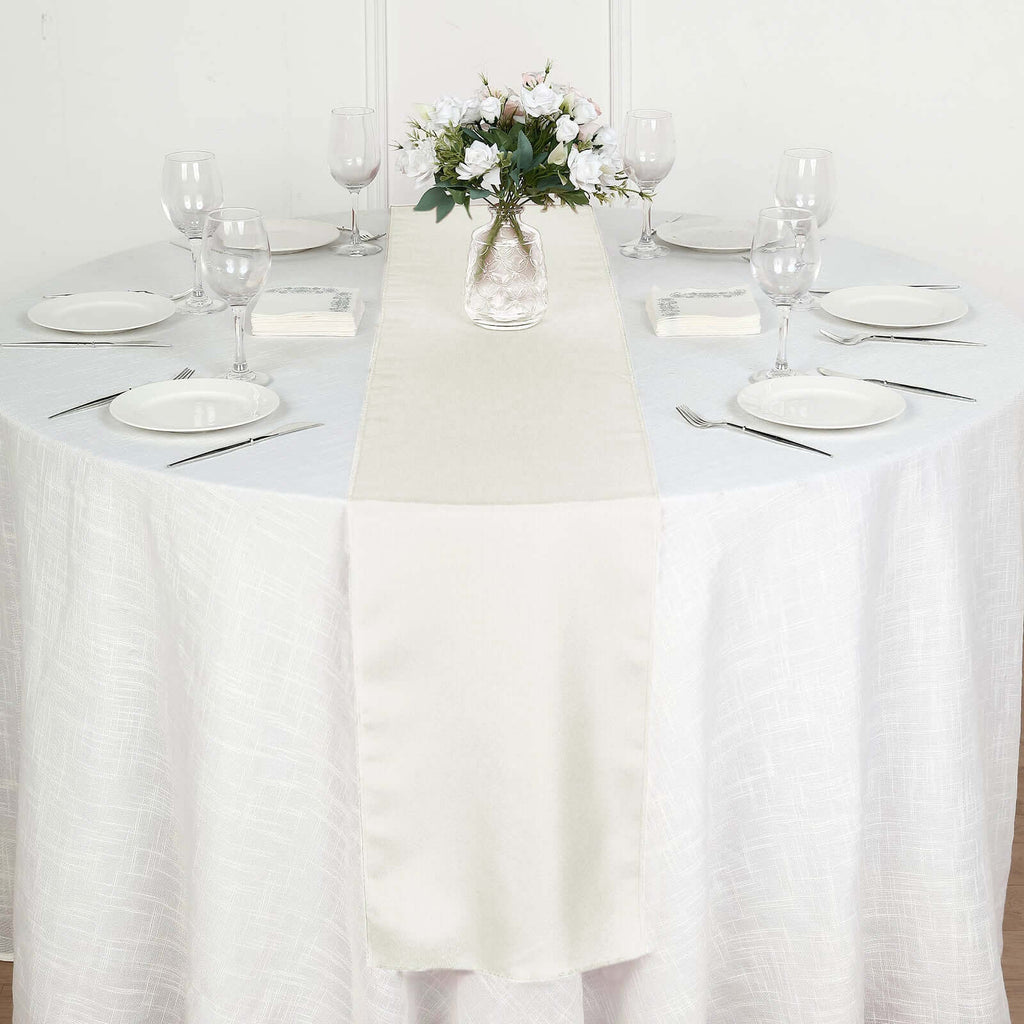 Polyester Table Runner 12"x108" Ivory | TableclothsFactory