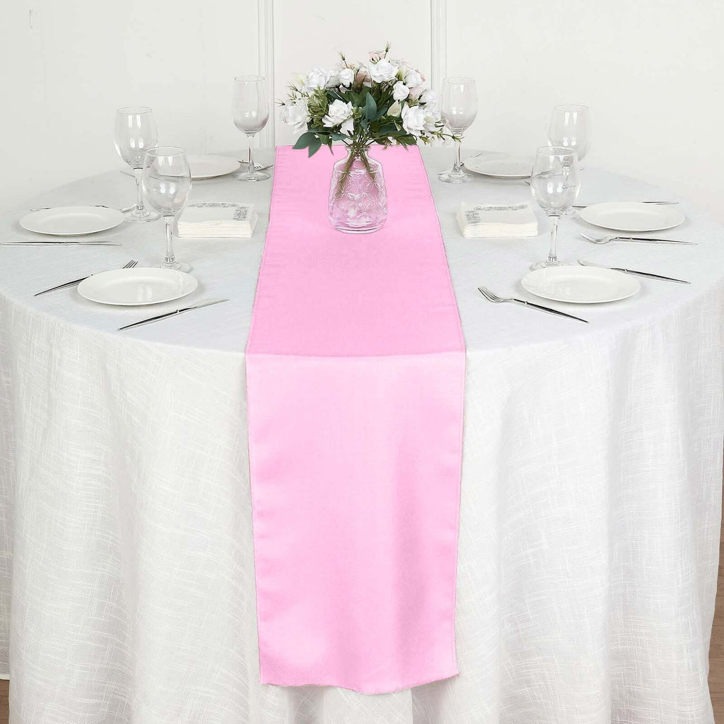 Polyester Table Runner 12"x108" Pink | TableclothsFactory