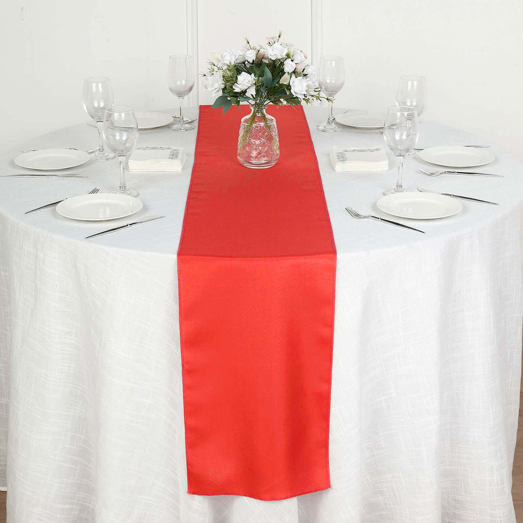 Polyester Table Runner 12"x108" Red | TableclothsFactory