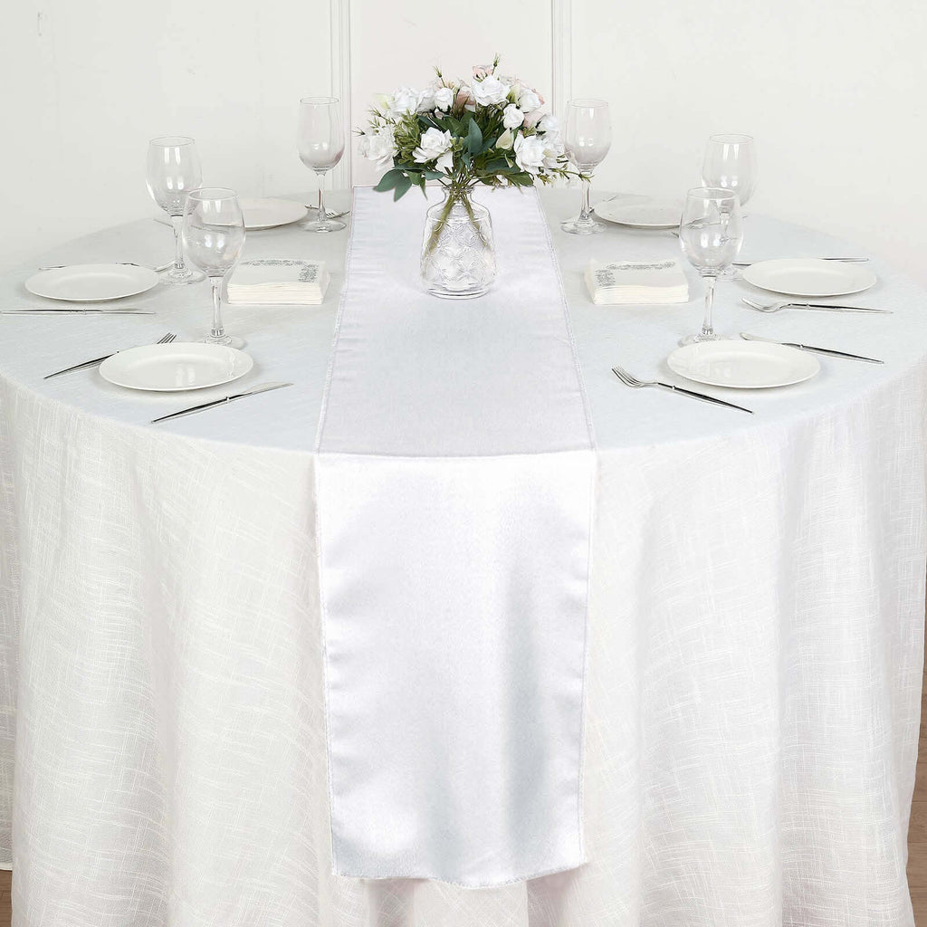 Polyester Table Runner 12"x108" White | TableclothsFactory