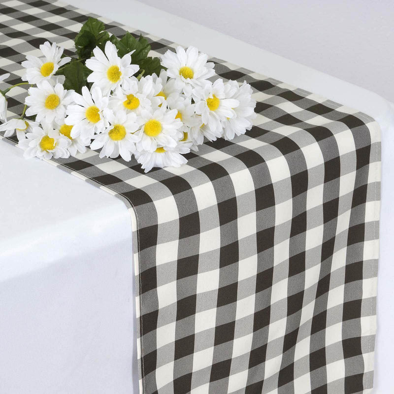 Gingham Table Runner 14"x108" Green/White | TableclothsFactory