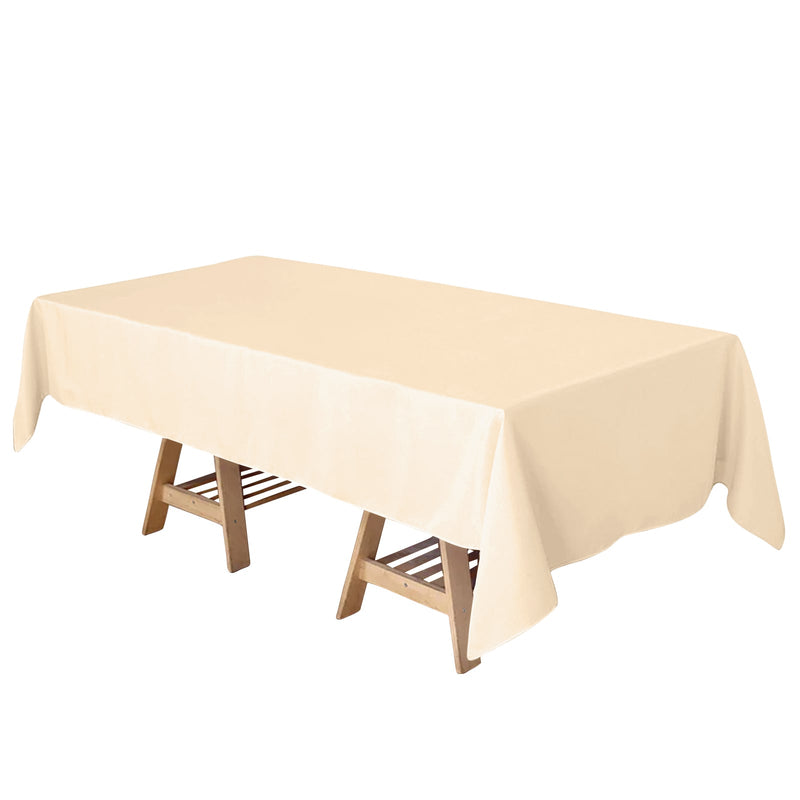 Polyester Tablecloth 90"x132" Beige | TableclothsFactory