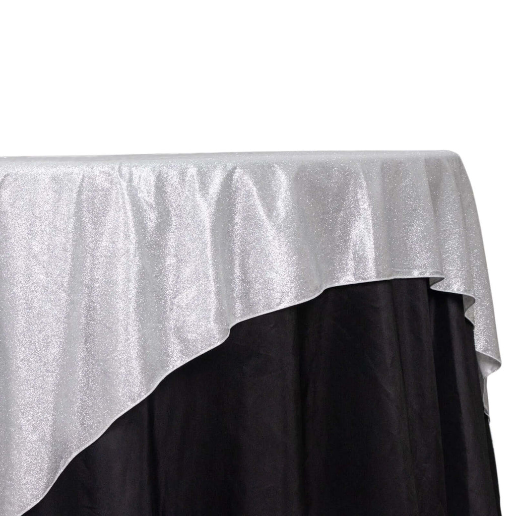 Sparkle Overlay 72"x72" Silver | TableclothsFactory