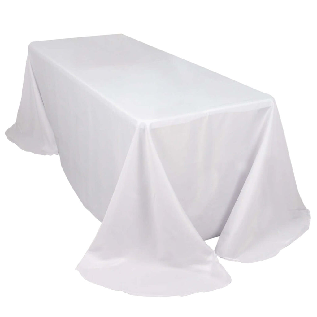 Polyester Oval Tablecloth 90"x132" White | TableclothsFactory