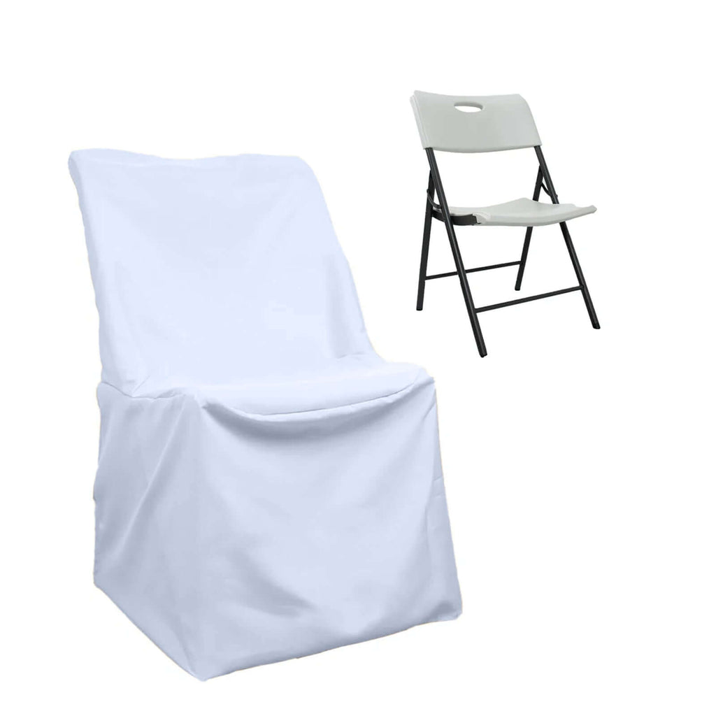 Polyester Lifetime Folding Chair Cover White | TableclothsFactory