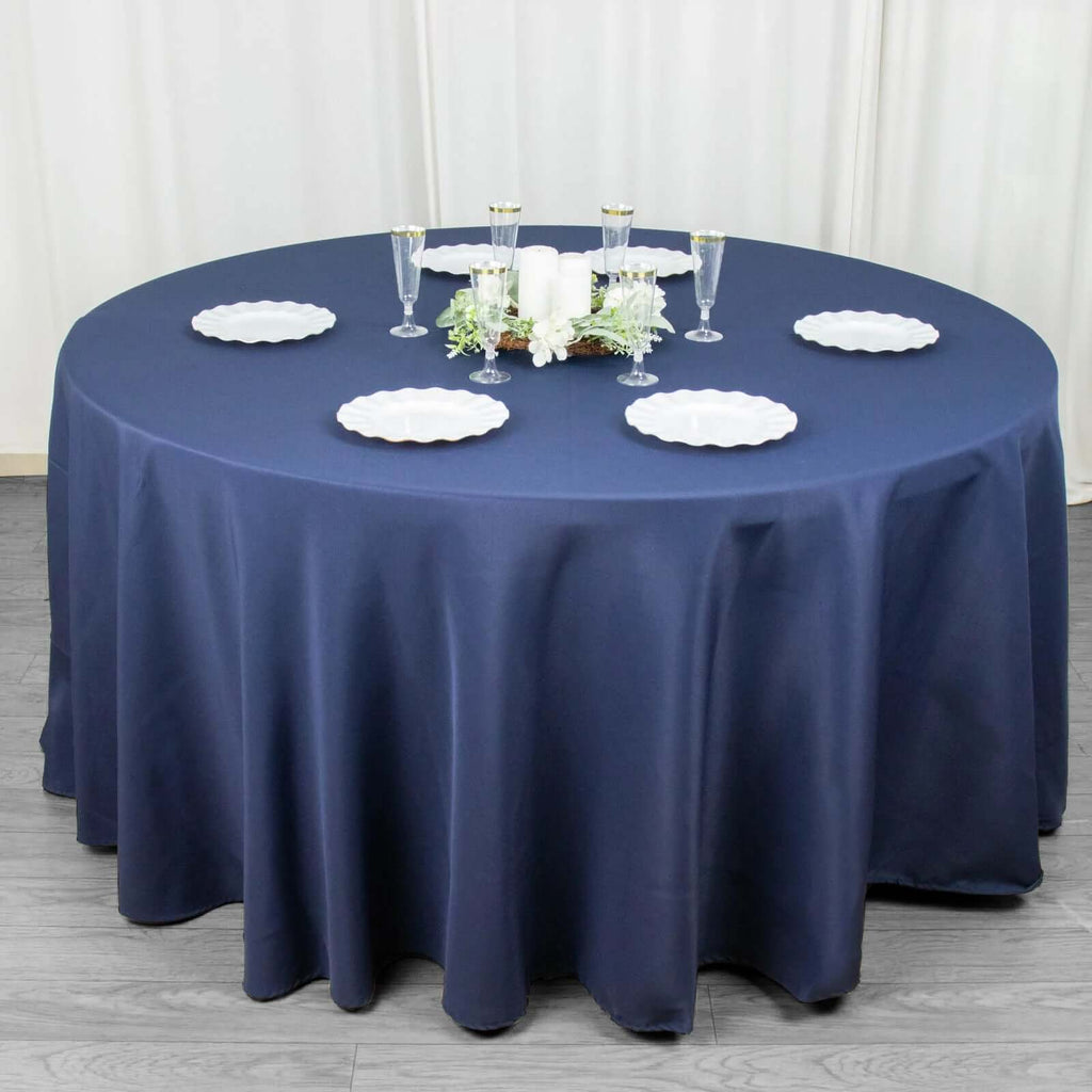 Premium Polyester Tablecloth 120" Navy Blue | TableclothsFactory