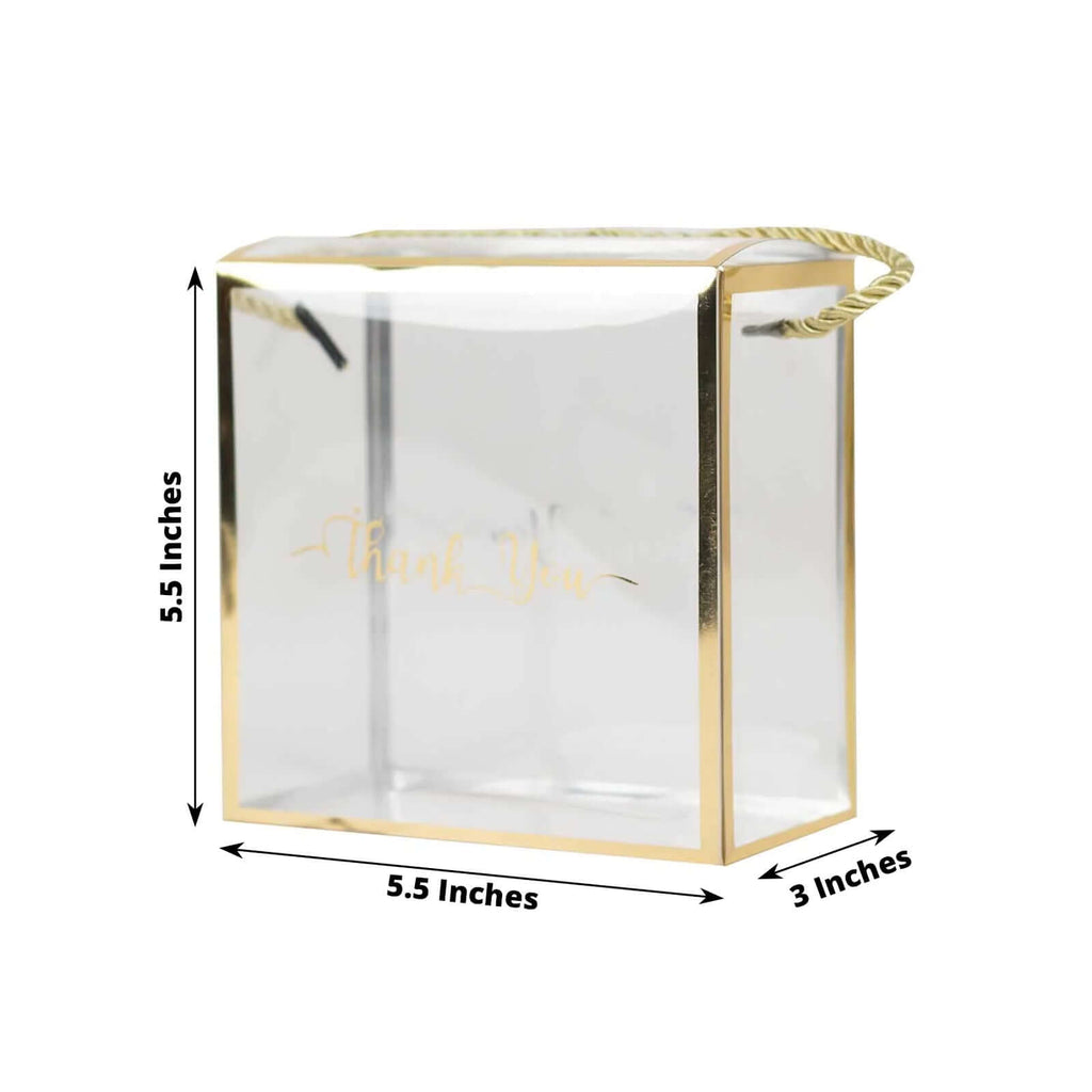 Gold Trimmed Clear PVC Gift Boxes - 25 Pack | TableclothsFactory