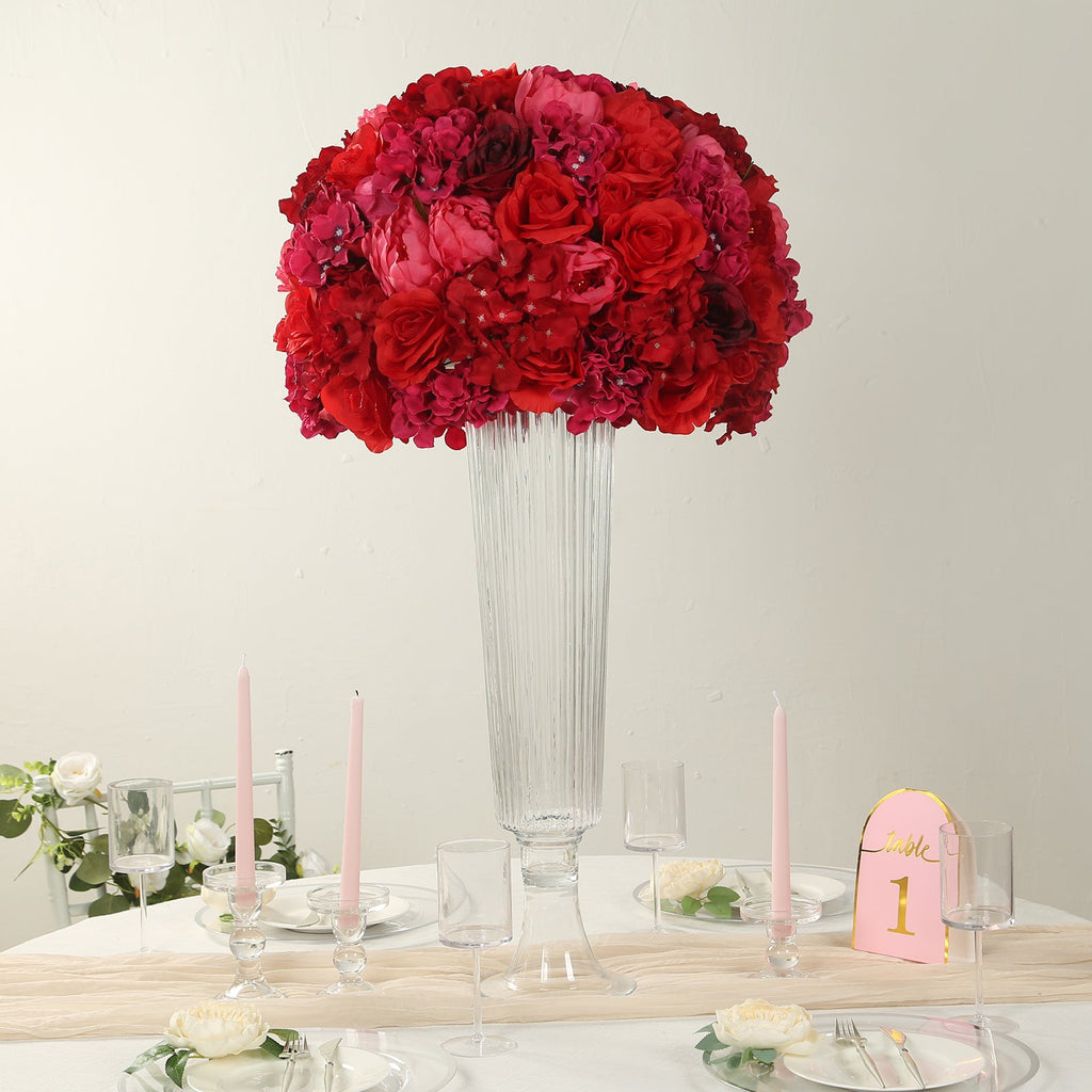 Red Silk Rose Flower Balls - 20" | TableclothsFactory
