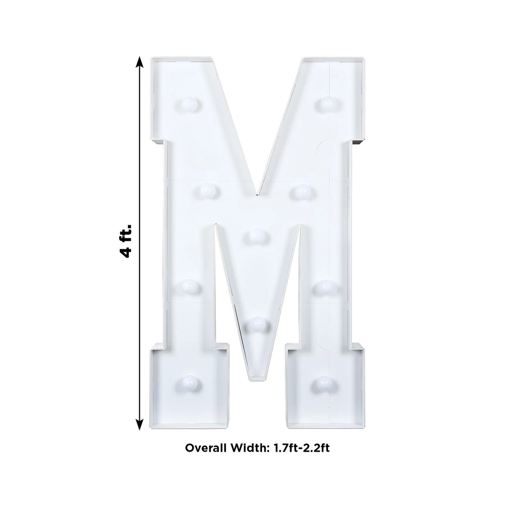 4ft White LED Marquee Letter "M" | TableclothsFactory