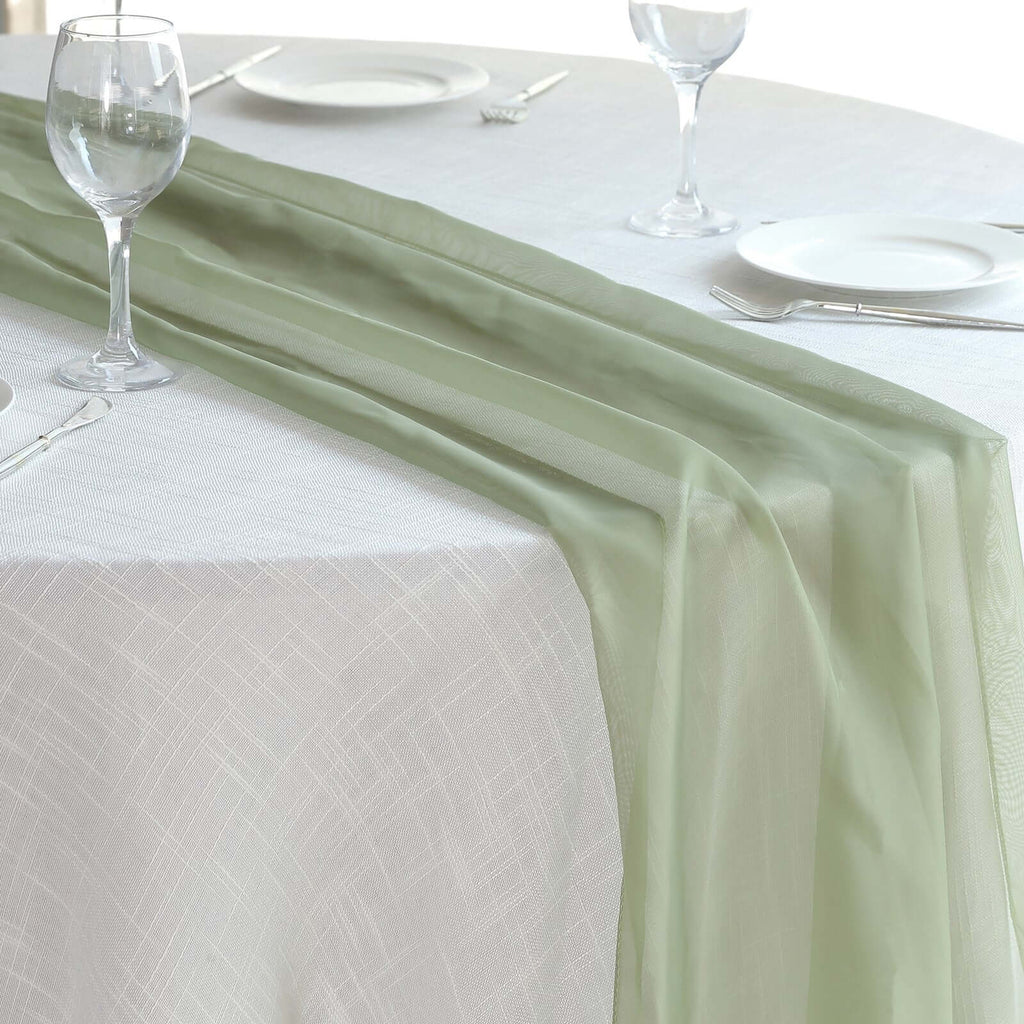 Chiffon Runner 6ft Dusty Sage Green | TableclothsFactory