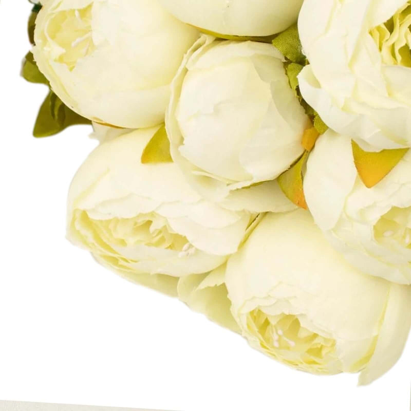 19" Ivory Artificial Peony Wedding Bouquets | TableclothsFactory