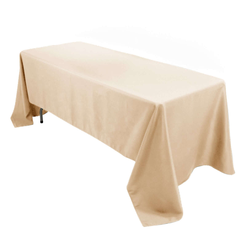 Premium Polyester Tablecloth 60"x126" Beige | TableclothsFactory