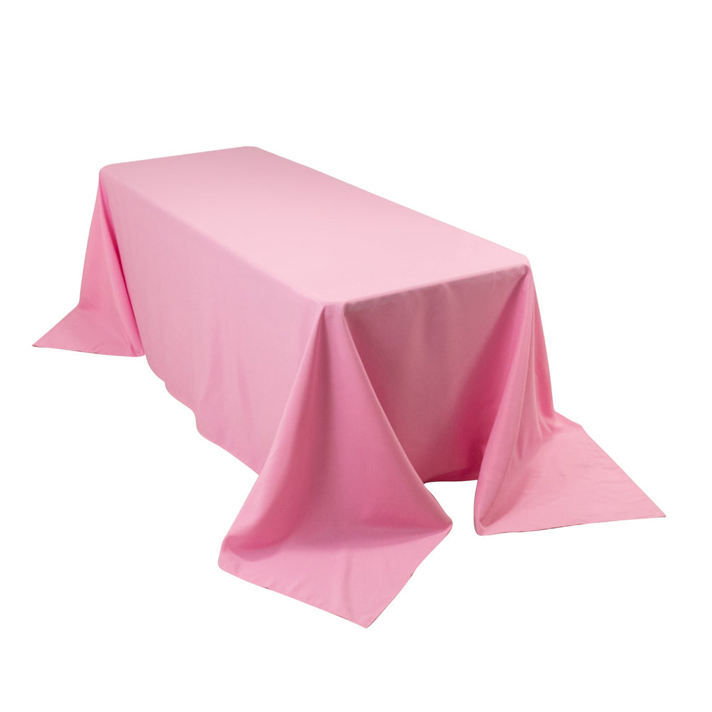 Premium Polyester Tablecloth 90"x132" Pink | TableclothsFactory