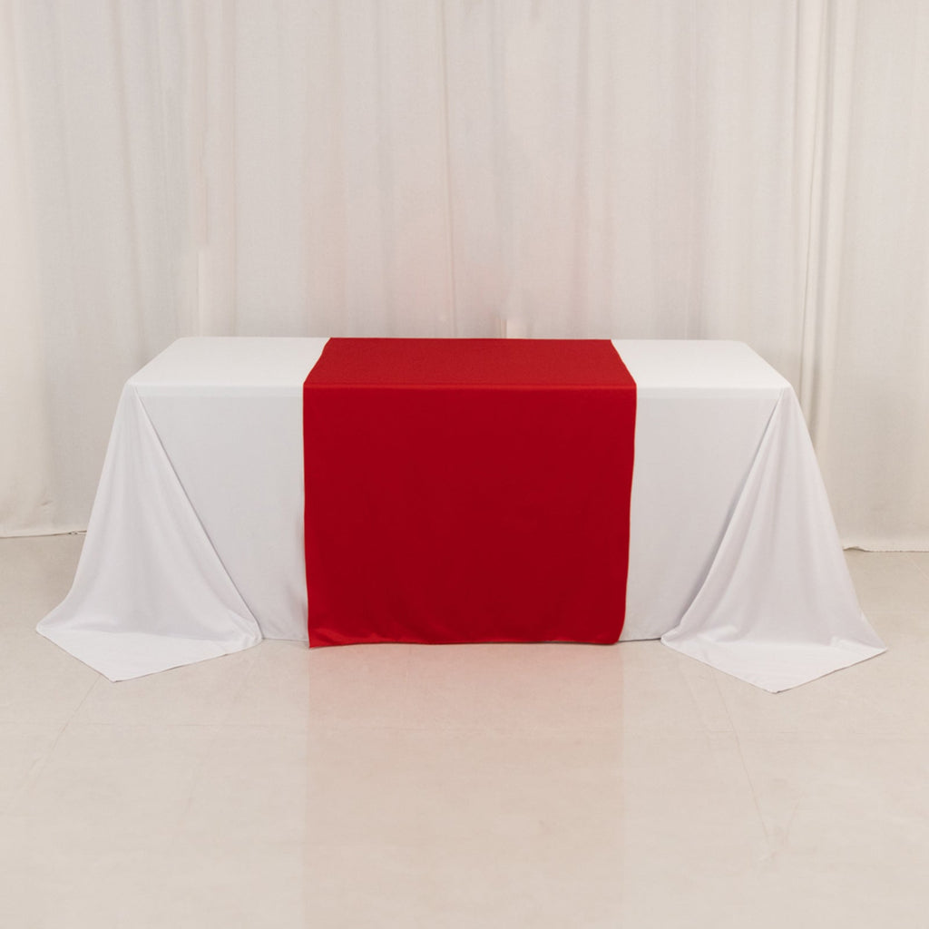 Premium Polyester Table Runner 36"x72" Red | TableclothsFactory