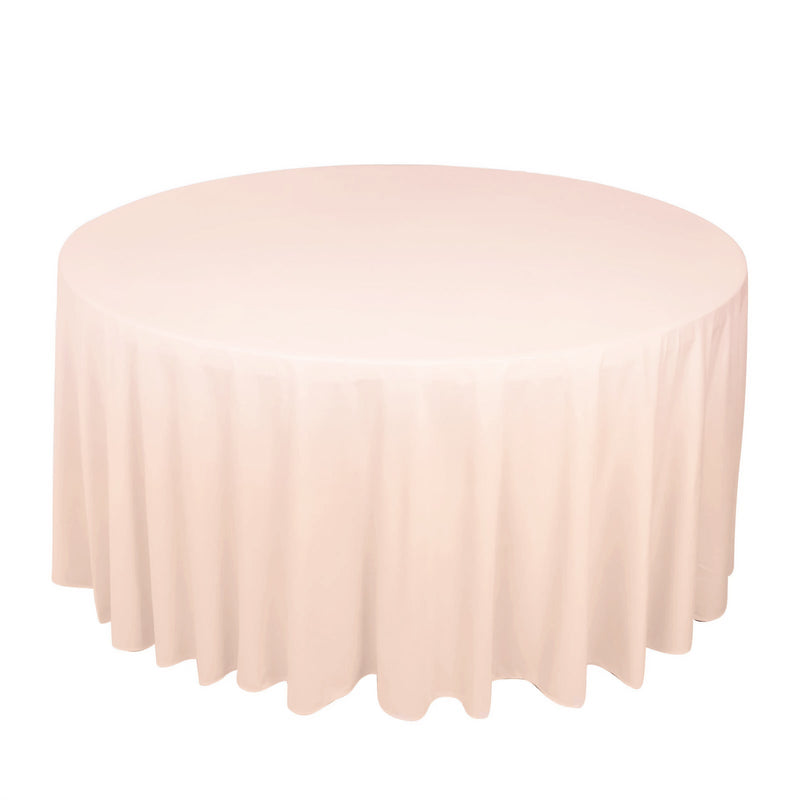 Premium Scuba Round Tablecloth 120" Blush by TableclothsFactory.com