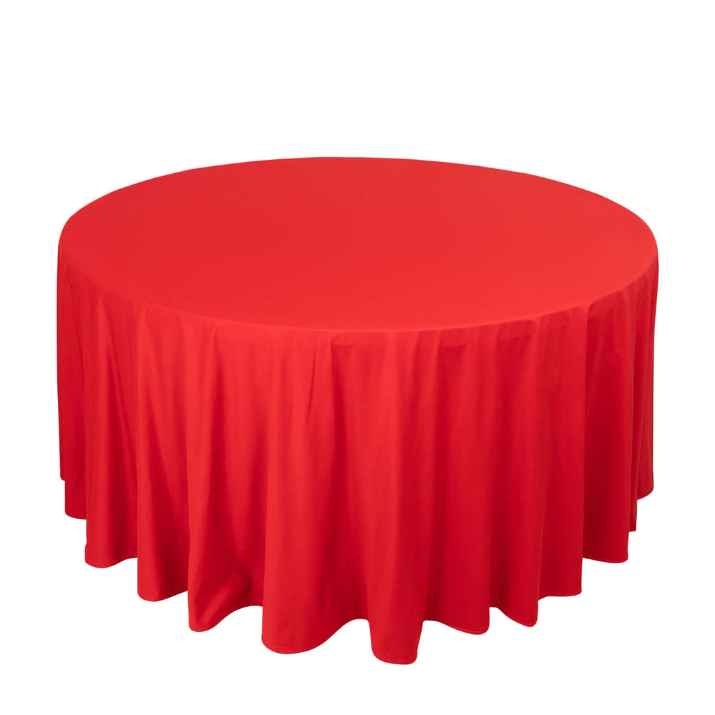 Premium Scuba Round Tablecloth 120" Red | TableclothsFactory