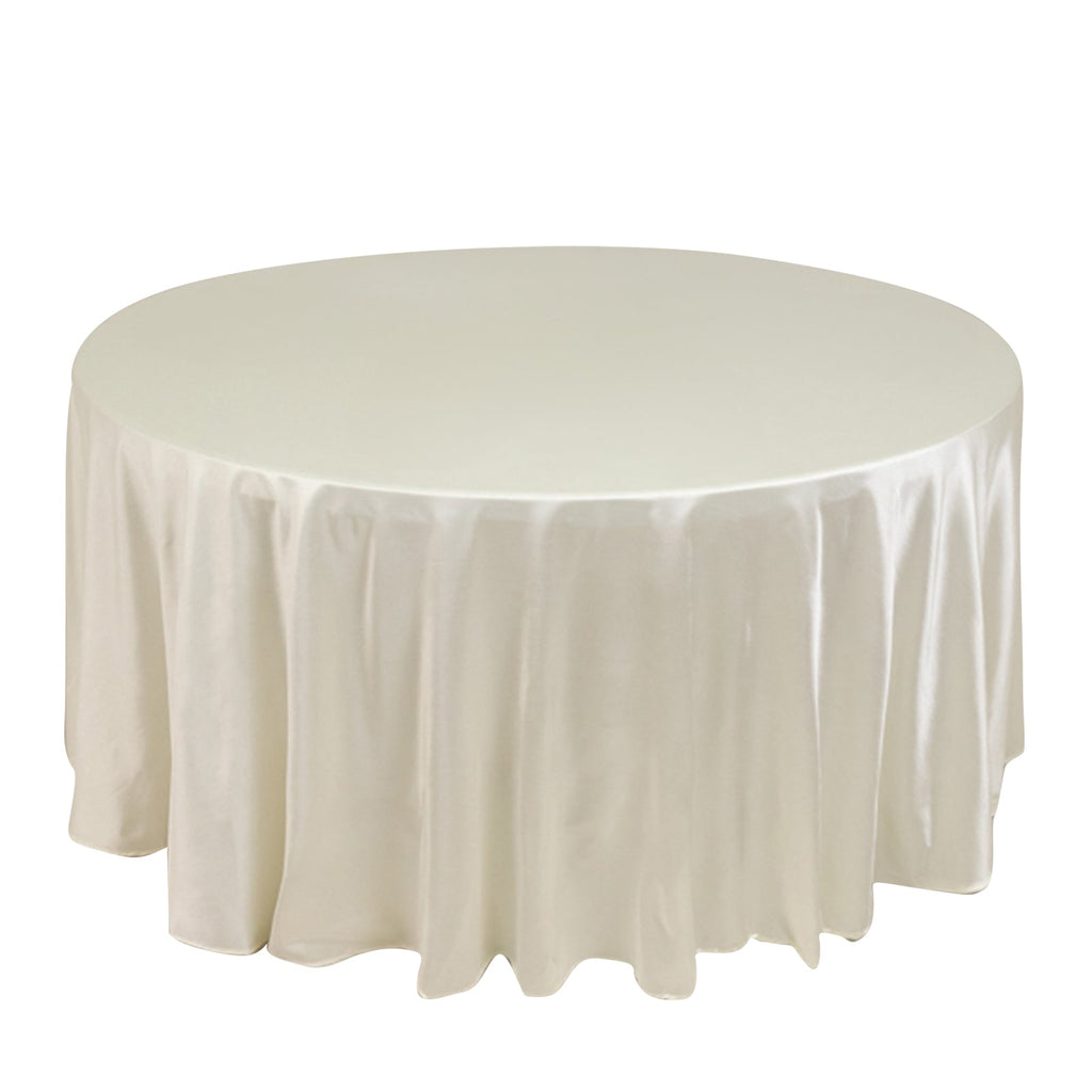 Premium Scuba Round Tablecloth 120" Pearl White | TableclothsFactory