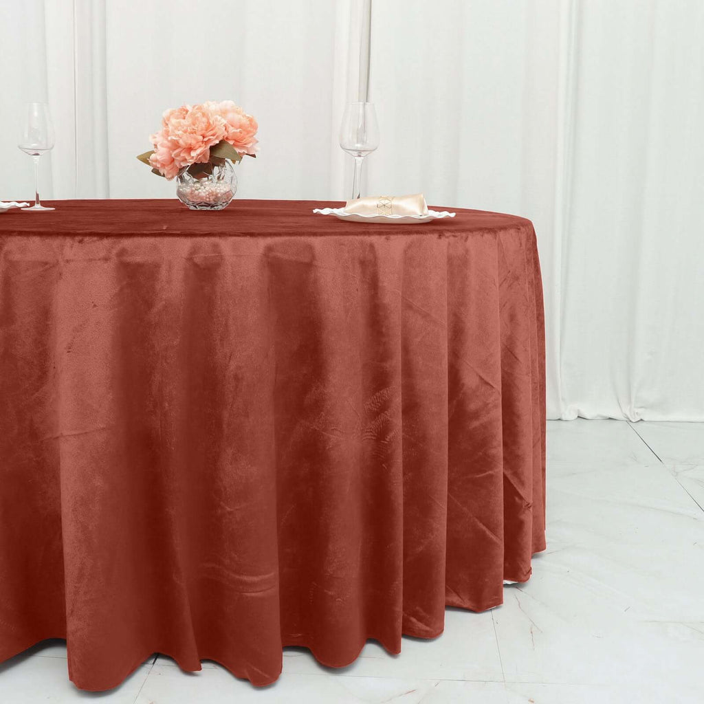 Velvet Tablecloth 120" Terracotta | TableclothsFactory